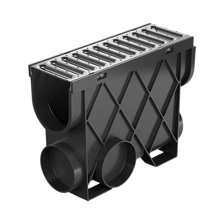 Reln Storm Drain Slimline Pit and Grate Stainless Steel 344mm (L) x 12 ...
